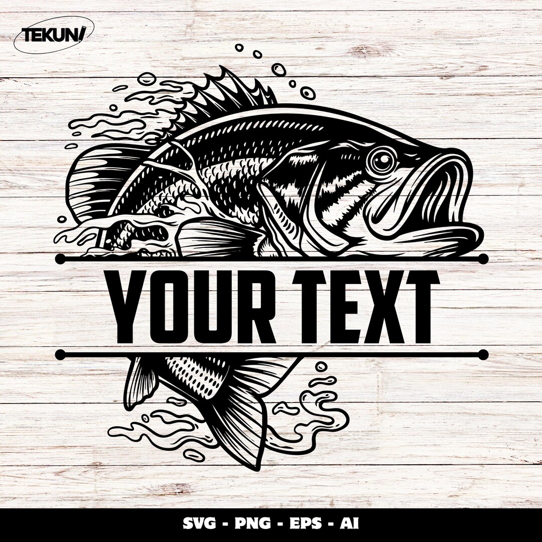 Custom Bass Fish SVG: Fishing Monogram Logo Vector (digital Download - Etsy