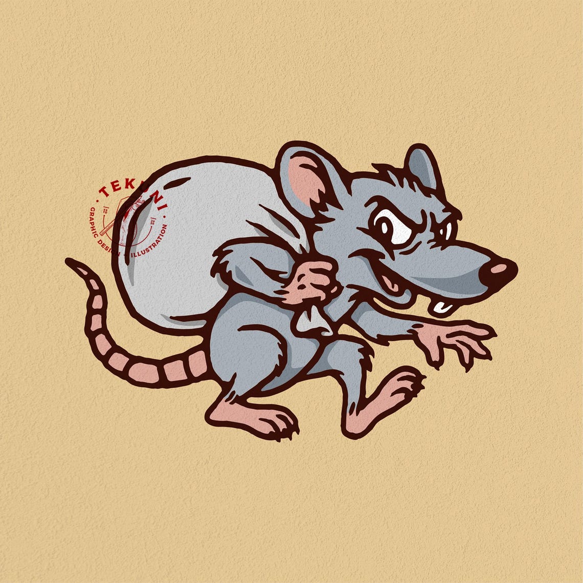Thief Rat Cartoon Mascot | Vintage Sneaky Rodent Clipart | Instant ...