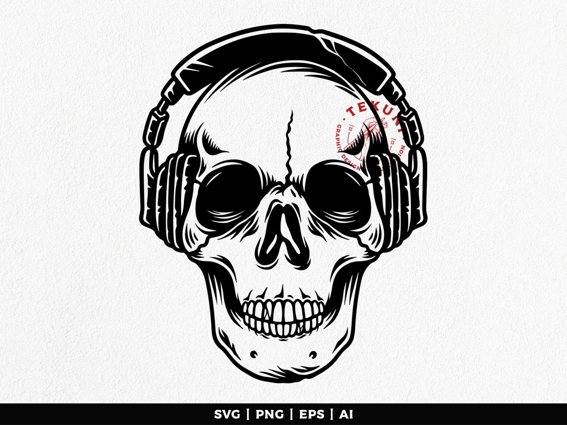 Skull With Headphones Svg Skull Svg Headphone Svg Music - Etsy