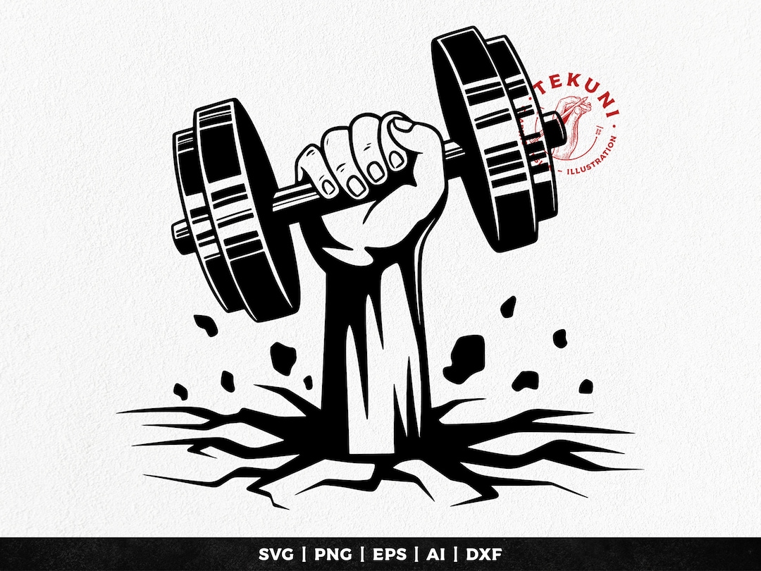 Dumbbell SVG, Hand Holding Barbell Png - Instant Download - Etsy