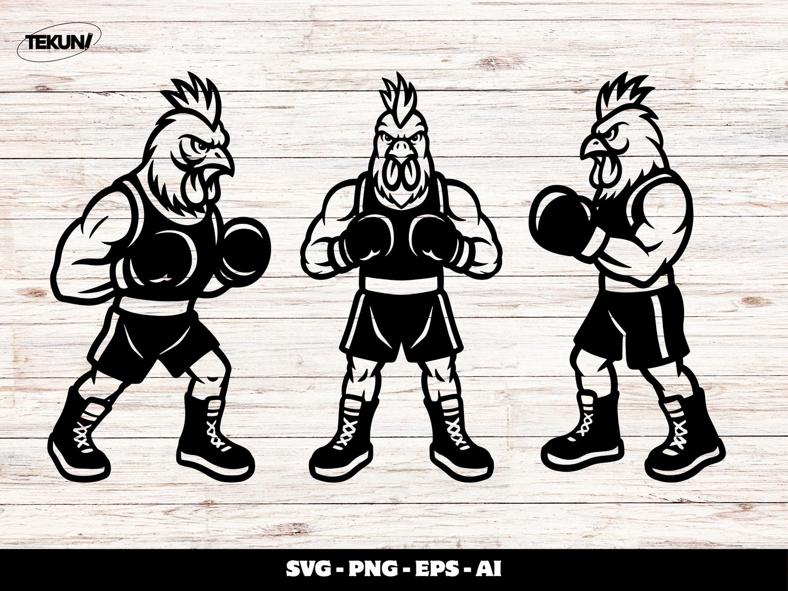 Chicken Boxer SVG: Rooster Boxing Clipart, Muscle Chicken Cut File ...