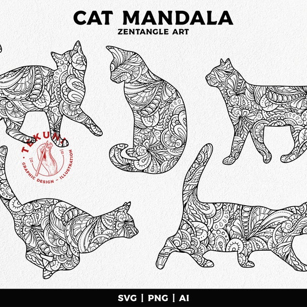 Cat Zentangle - Etsy