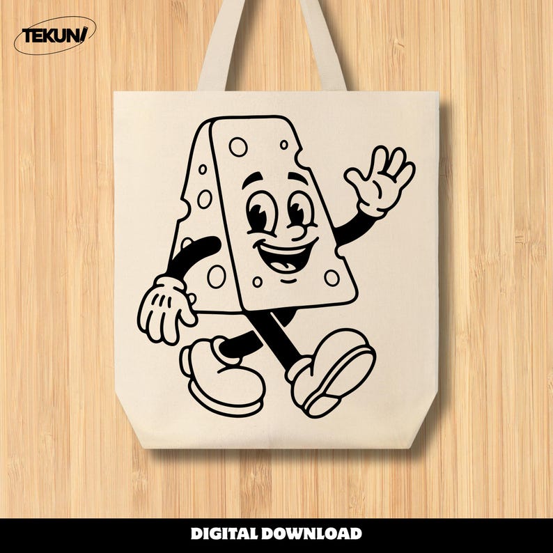 Retro Cheese Mascot SVG: Funny Cartoon Clipart (digital Download - Etsy