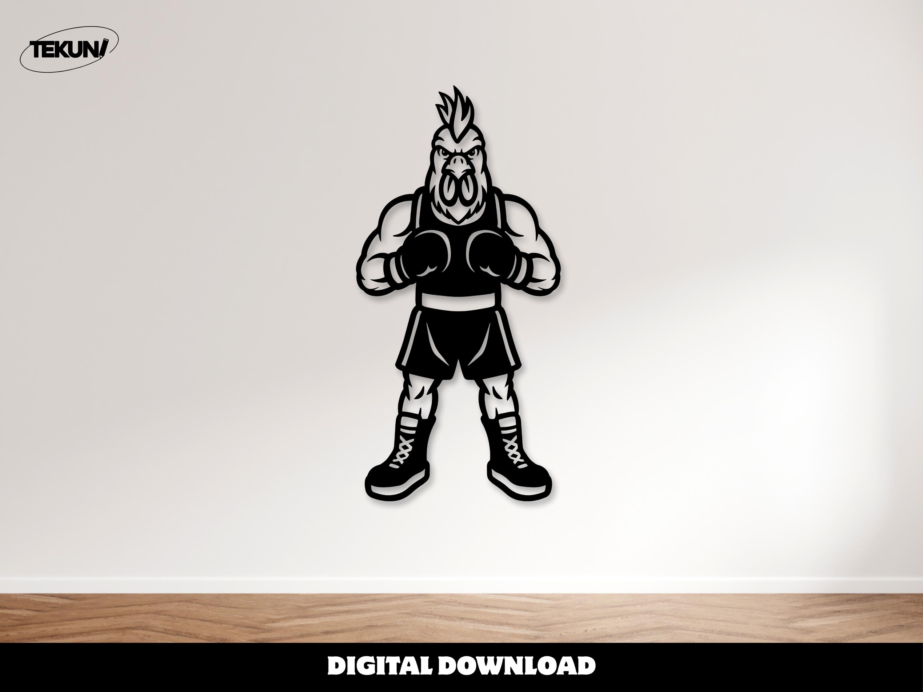 Chicken Boxer SVG: Rooster Boxing Clipart, Muscle Chicken Cut File ...
