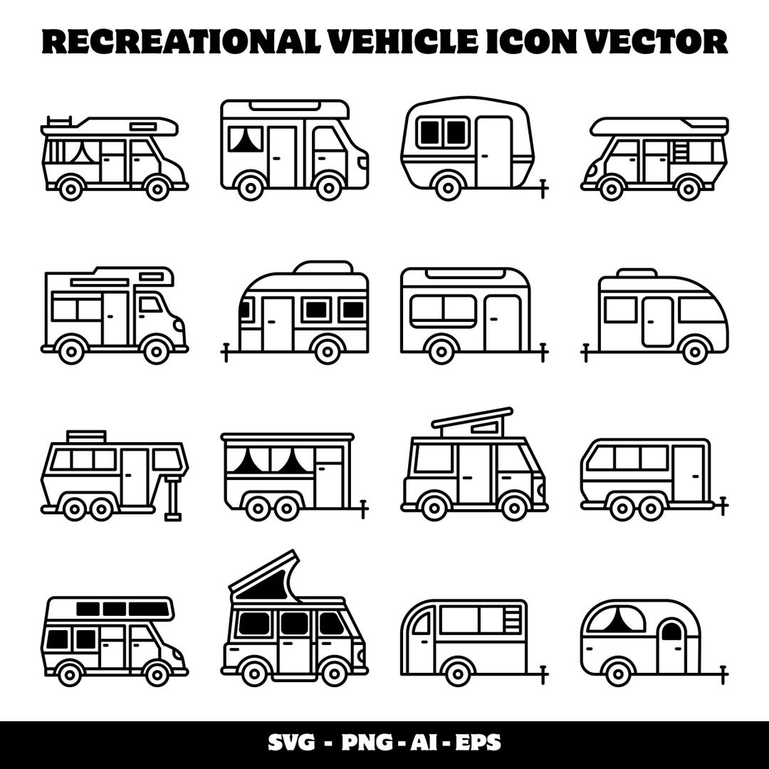 RV Camper SVG Bundle: Recreational Vehicle Clipart (digital Download ...