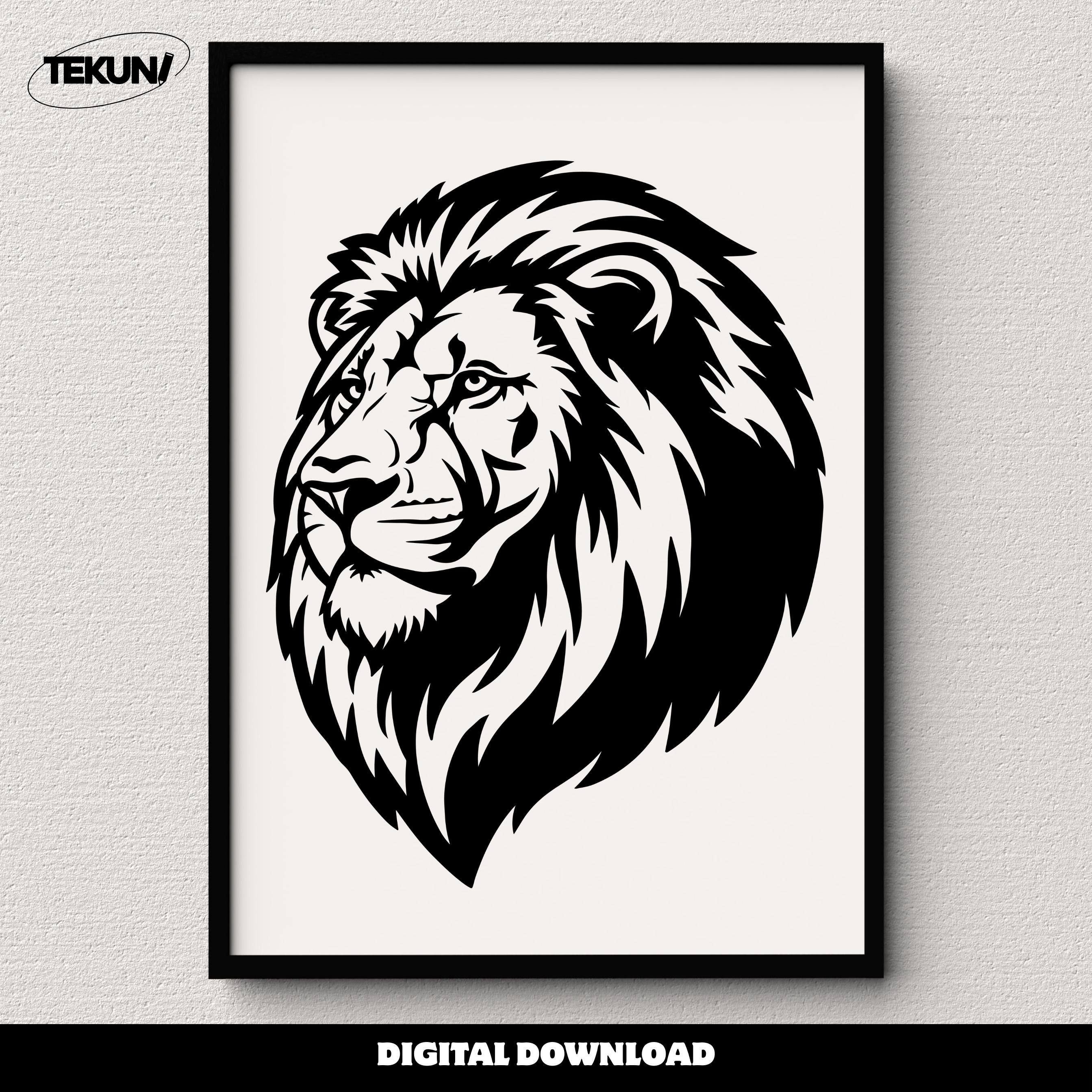 Lion Head SVG Bundle: Roaring Lion & Lioness Cut Files (digital ...