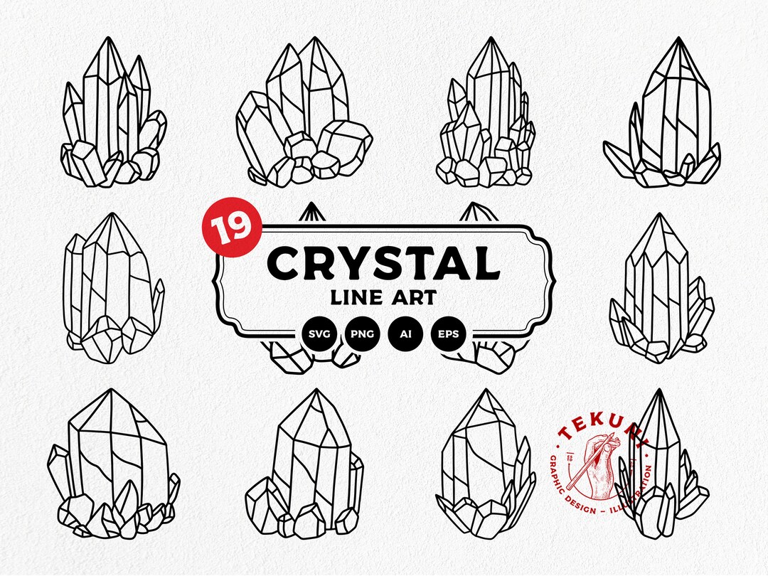Set of Crystal Svg, Crystals Line Art - Instant Download - Etsy