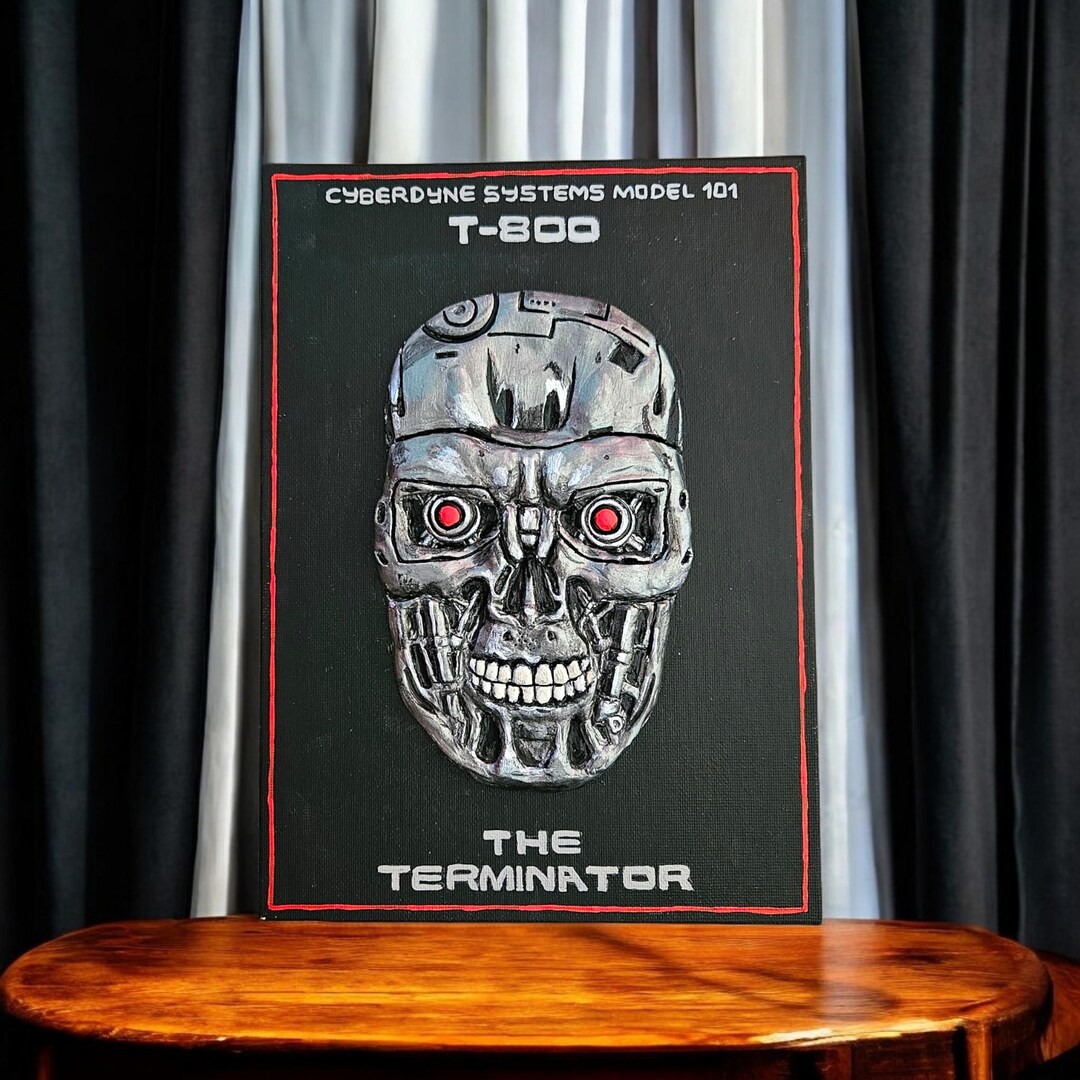 Terminator Portrait in Bas Relief on Canvas Board. - Etsy