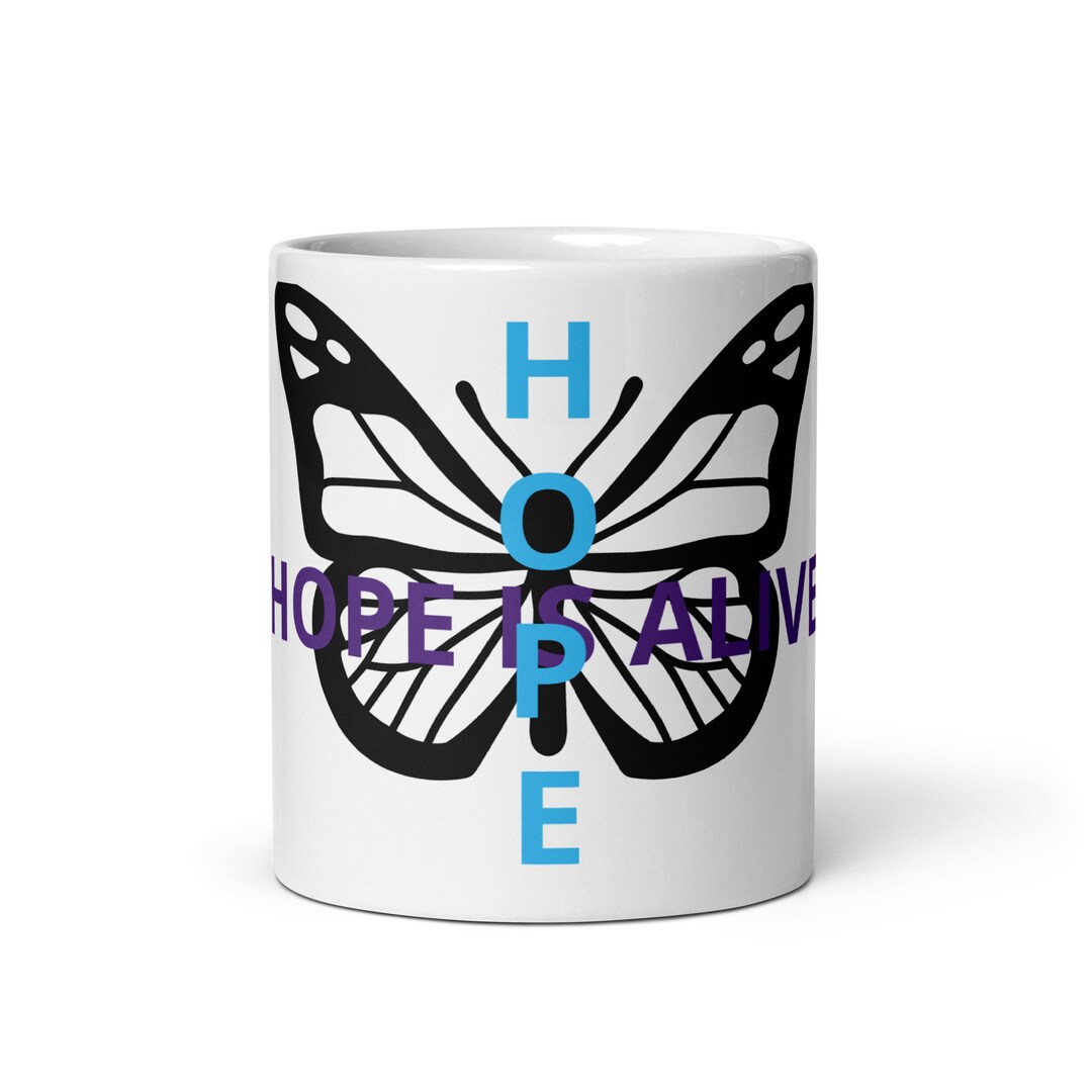 White Glossy Blue Hope Mug, Home and Living, 11 Oz, 15 Oz, Ceramic Mugs ...
