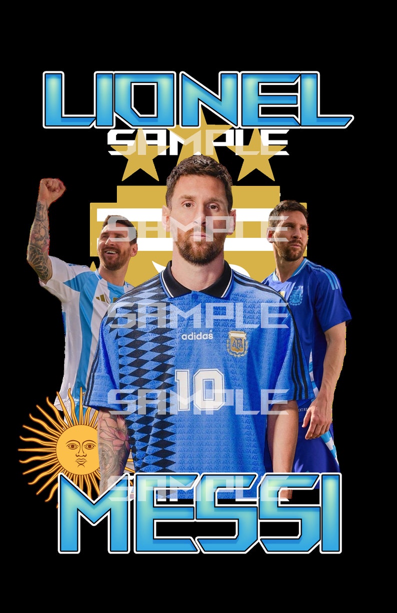 Messi PNG Design DTF DTG Transparent Background - Etsy