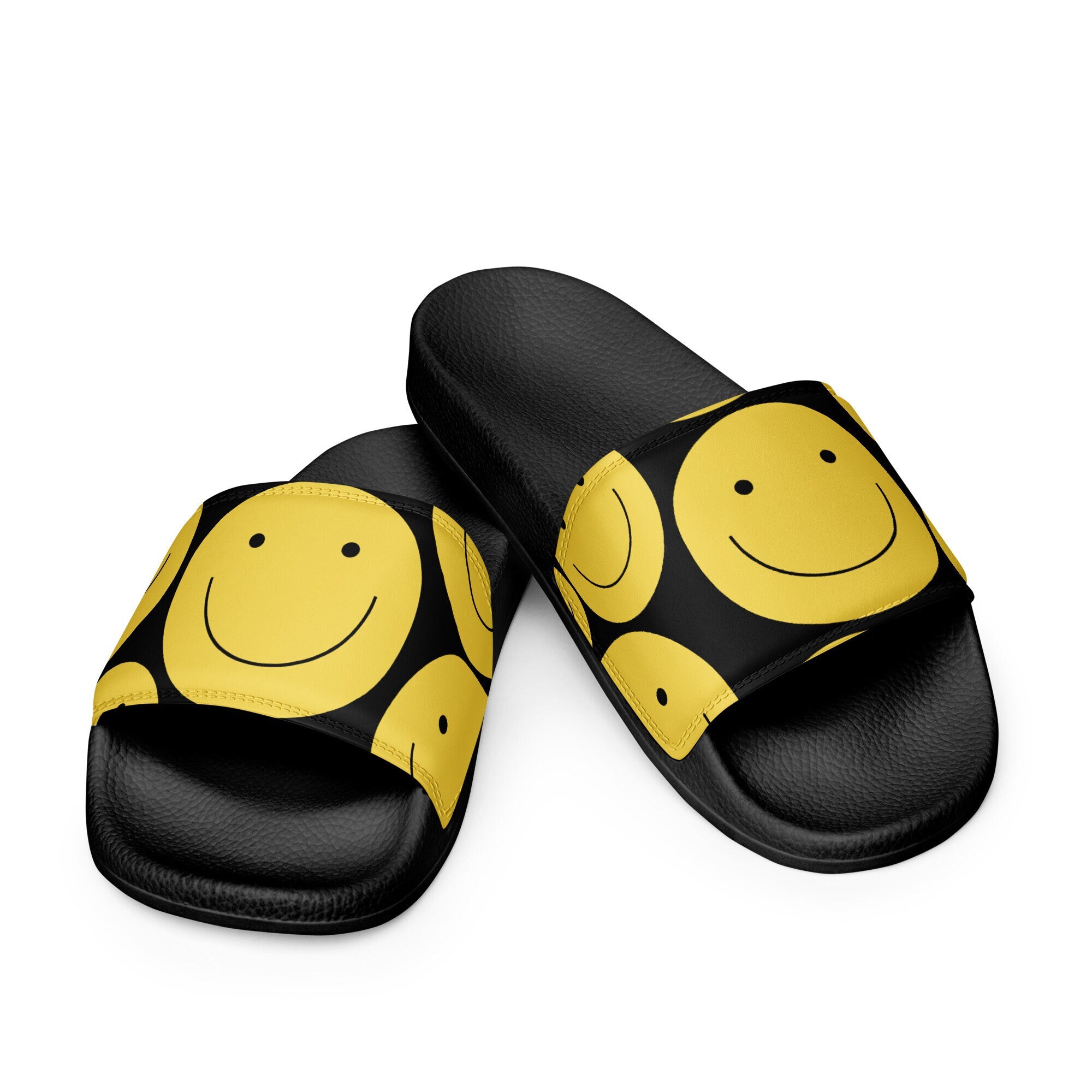 HAPPY SMILEY FACE Mens Athletic Slides - Etsy