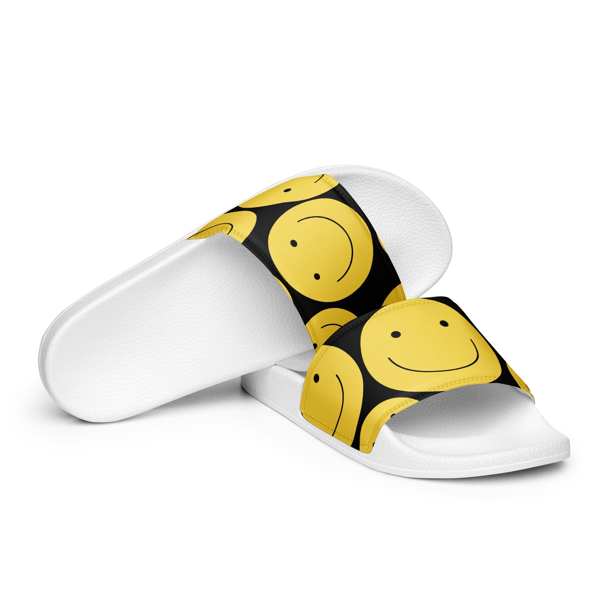 HAPPY SMILEY FACE Mens Athletic Slides - Etsy