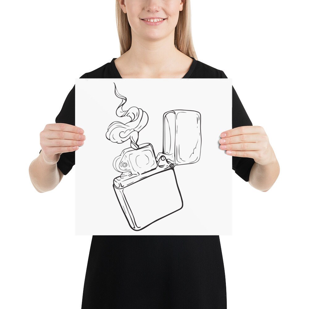 Zippo Lighter Smoking Line Drawing Simple Modern Minimalist - Etsy