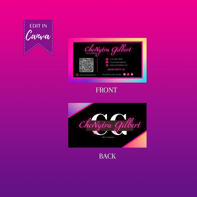 Editable QR Code Rainbow Business Card - Multi Color Business Card ...