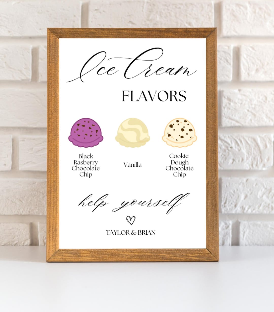 Ice Cream Flavors Wedding Sign 5 Inches by 7 Inches (5x7) Template - Etsy