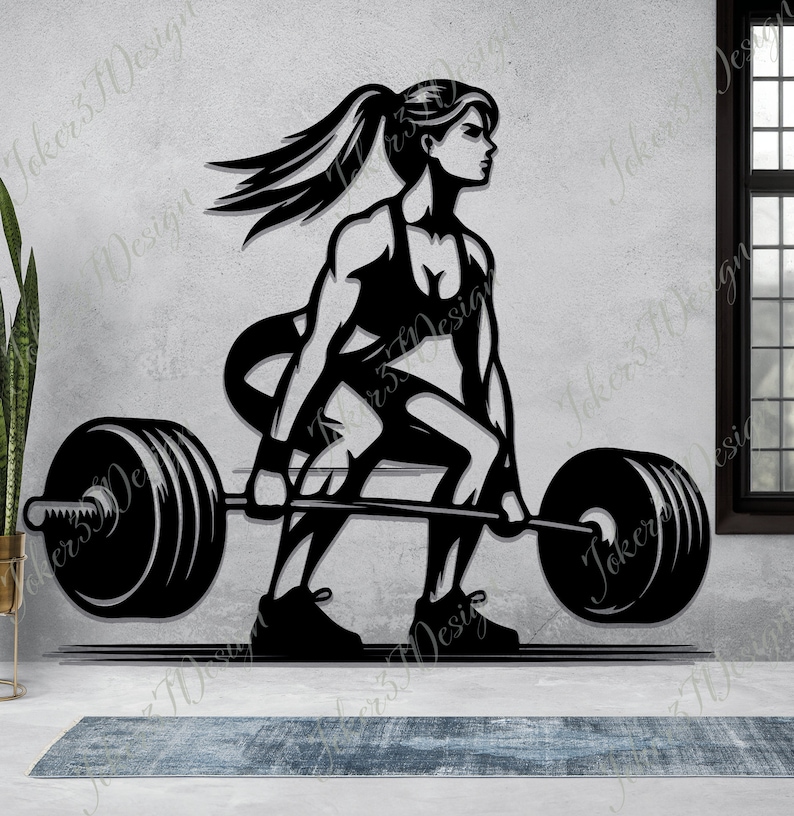 Female Fitness Vector, Weightlifting Digital Art, Gym Workout SVG ...