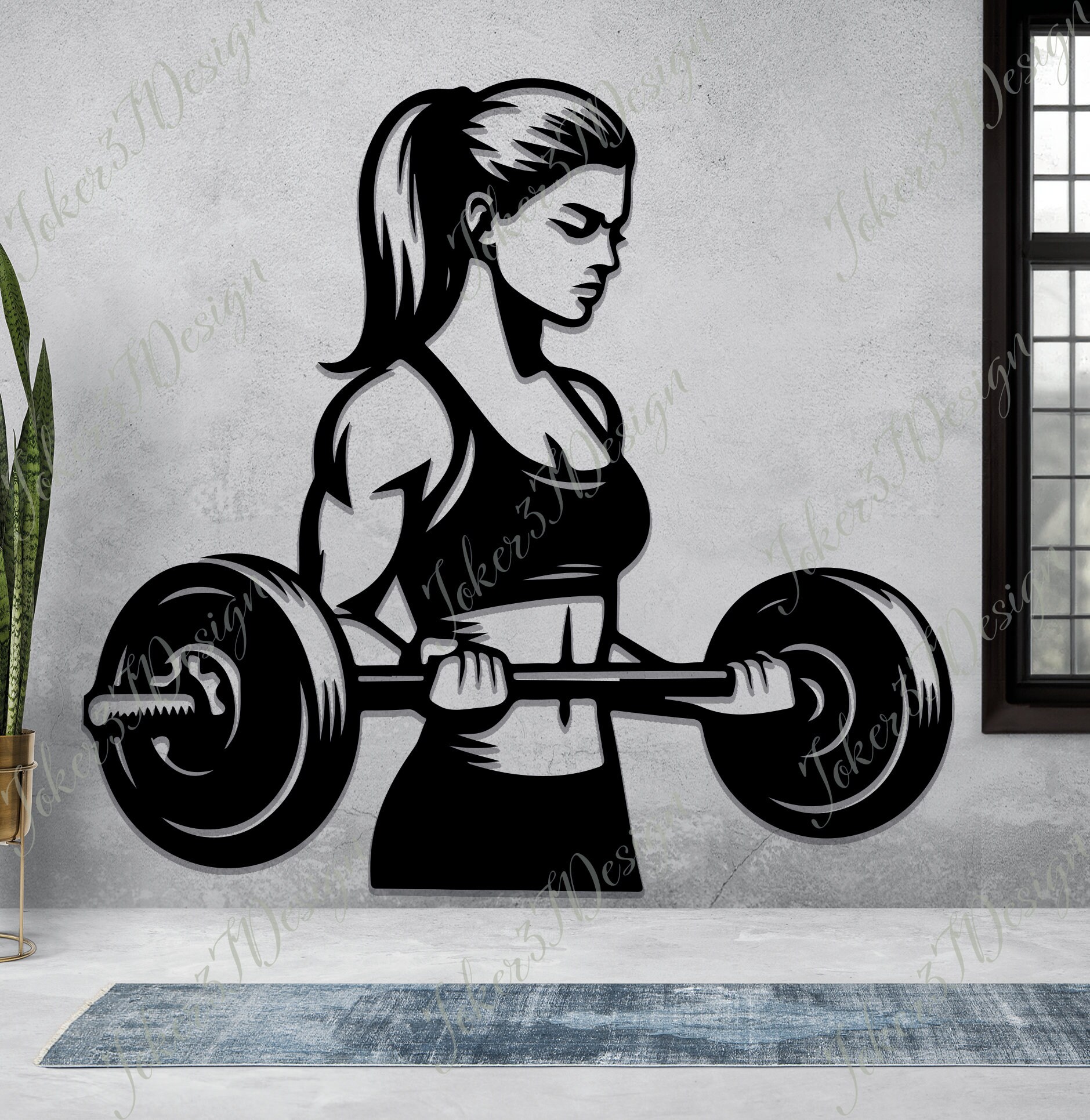 Female Fitness Vector, Weightlifting Digital Art, Gym Workout SVG ...