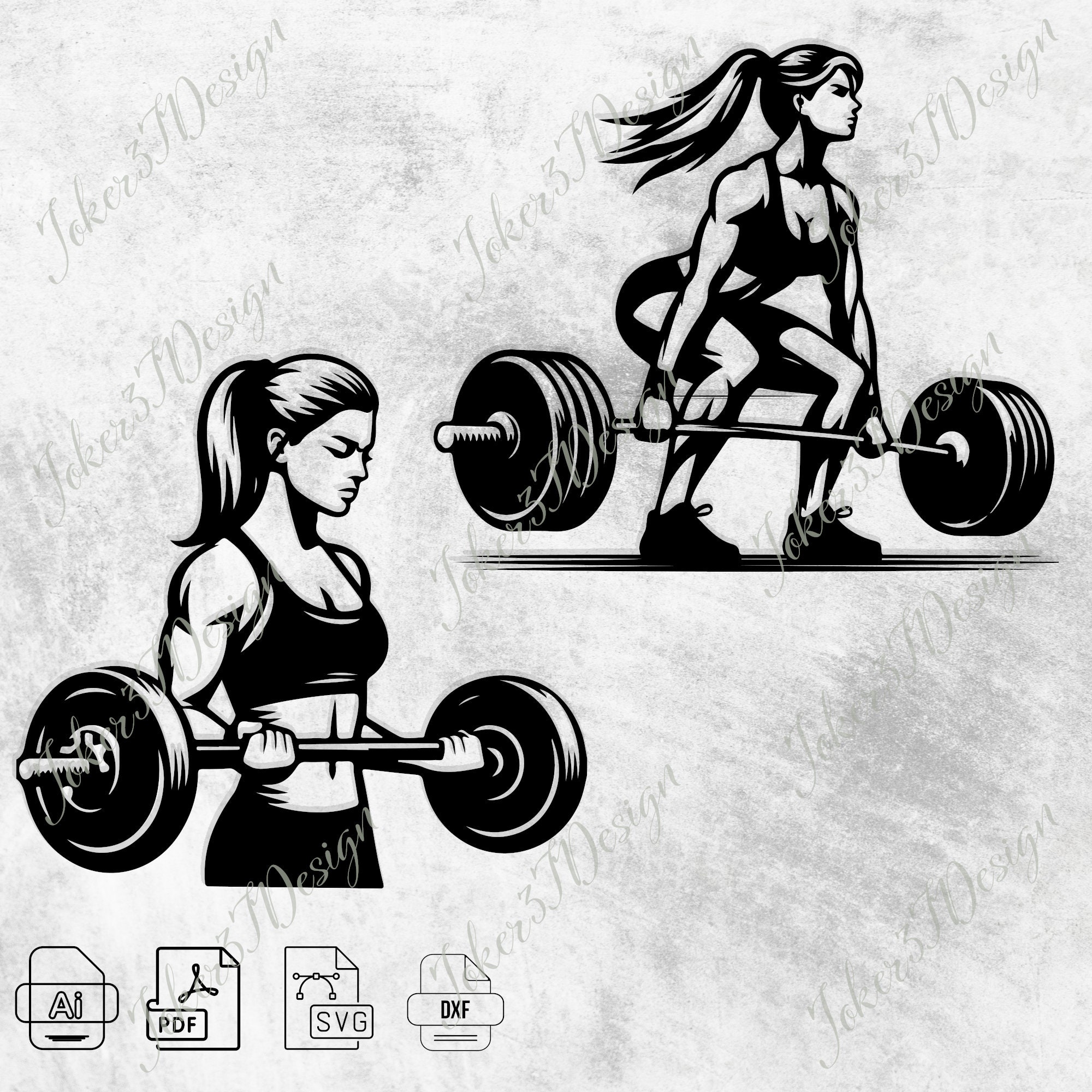 Female Fitness Vector, Weightlifting Digital Art, Gym Workout SVG ...