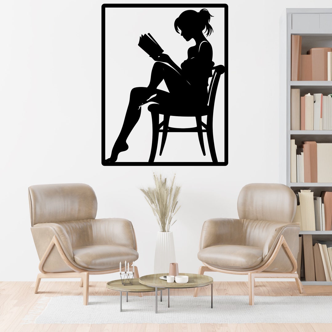 Woman Reading a Book Svg , Wall Art Prints Pdf , Books Pdf ,cut File ...