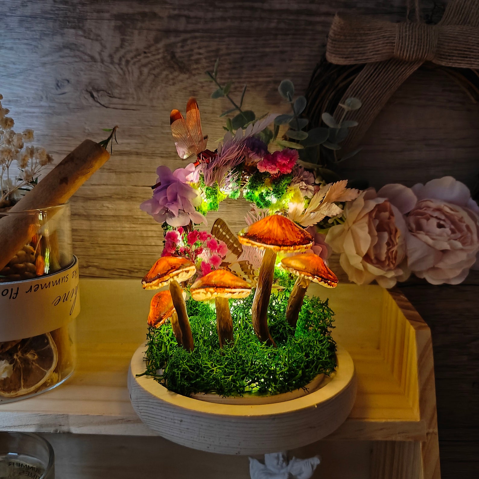 Glowing Forest Whimsy Handmade Mushroom Lamp With Enchanted Dragonflies ...