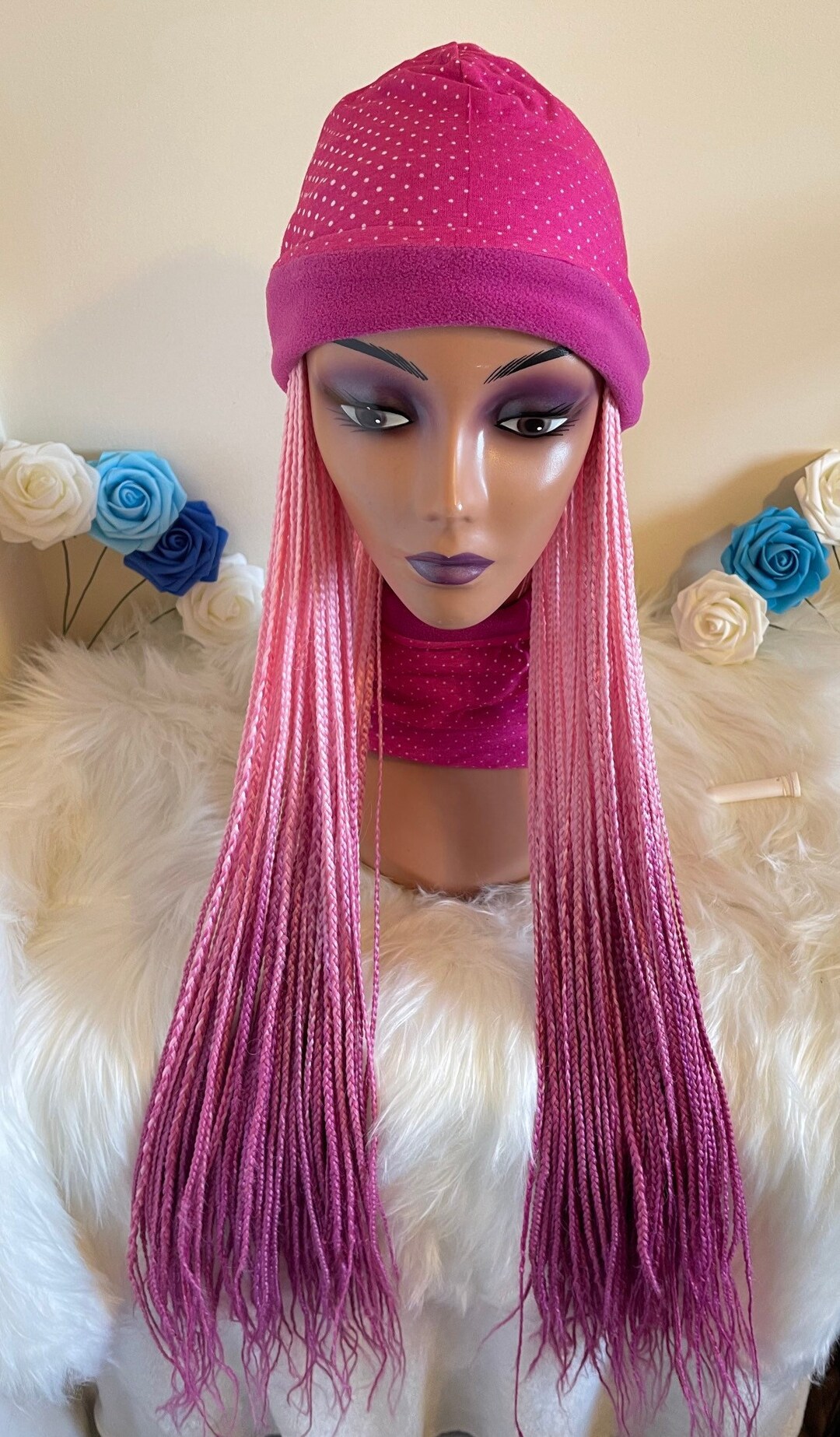 Beanie Braided Hat Wig | Hat Wig With Braiding Hair Attached | Chemo ...
