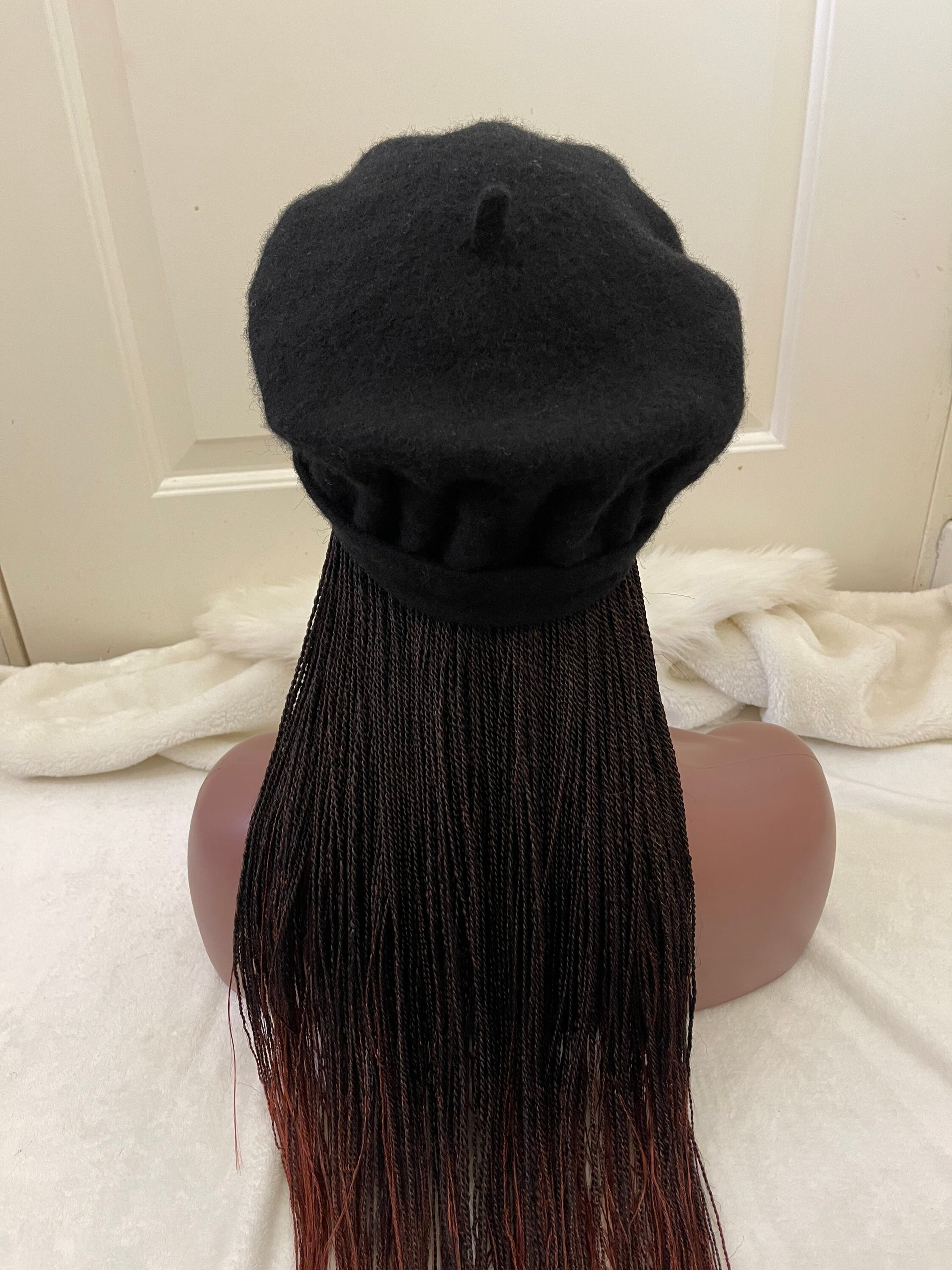 Beret Braided Hat Wig | Hat Wig With Braiding Hair Attached | Chemo Hat ...
