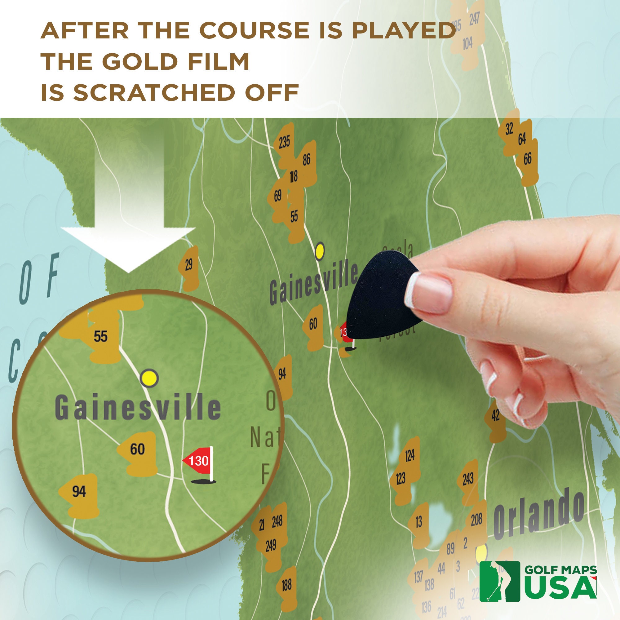 Florida State Golf Scratch Map With 250 Courses - Etsy