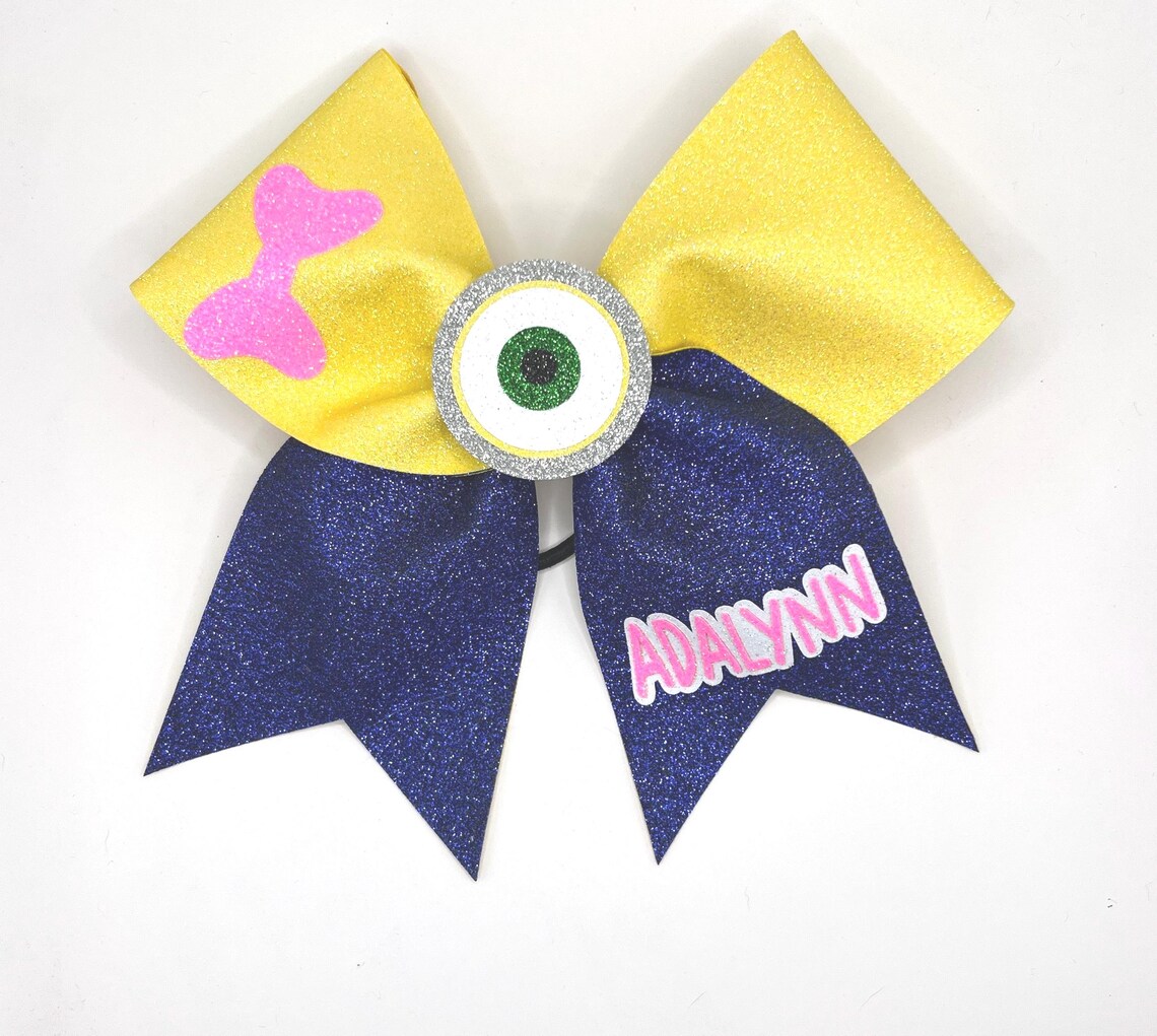 Minion Inspired Cheer Bow | Full Size Glitter Bow With Name | Fun ...