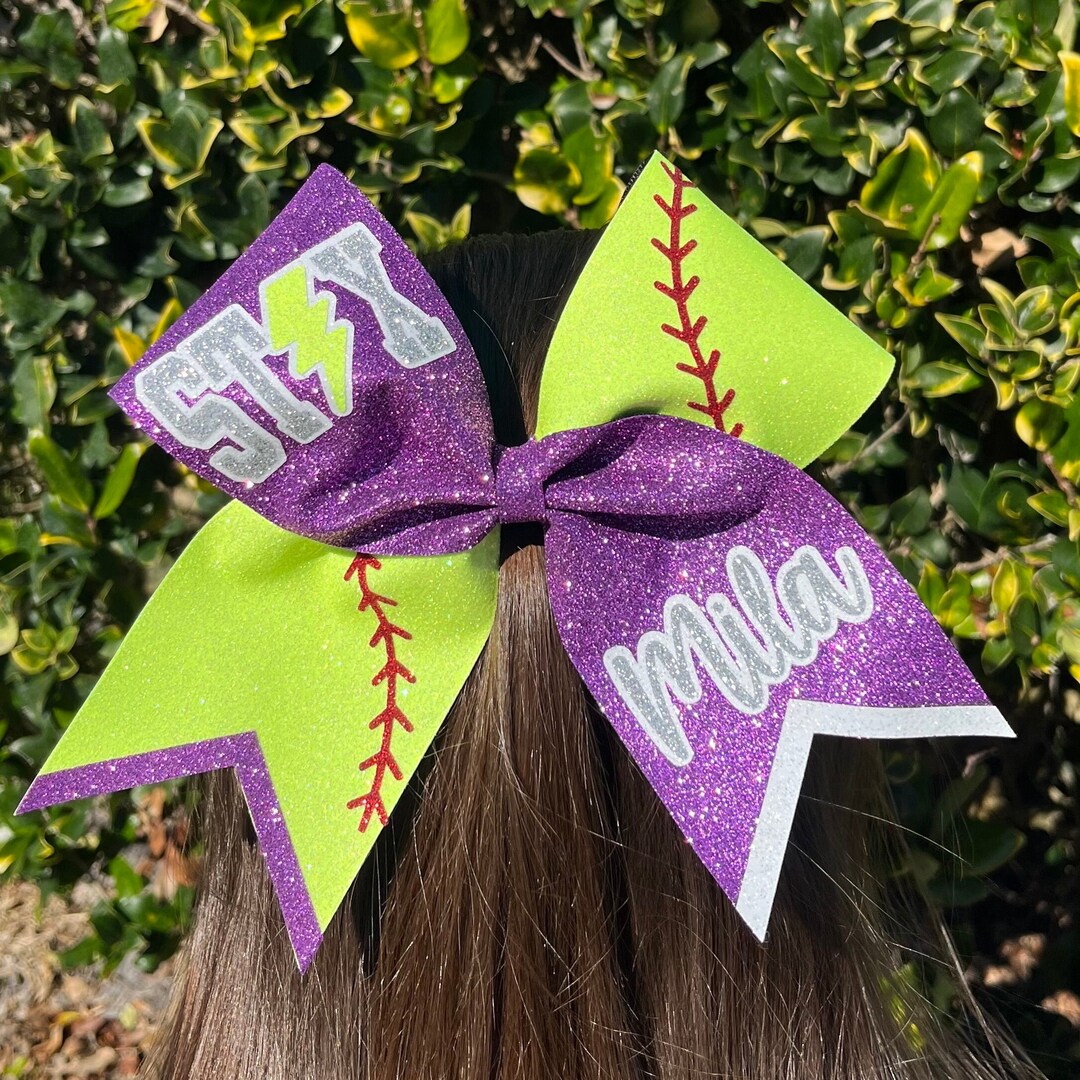 Glitter Softball Bow, Glitter Bow, Softball Team Bows - Etsy