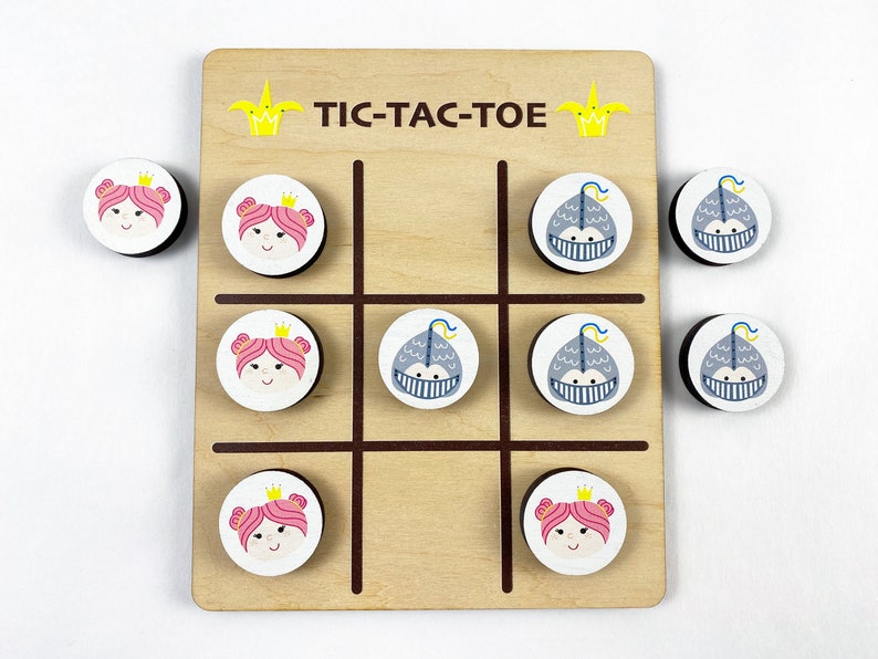 Handmade Wooden Tic Tac Toe: Princess Vs Knight, Kids Travel Game - Etsy