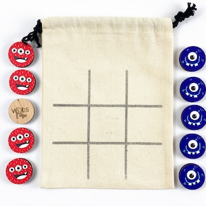 Handmade Wooden Monster Tic Tac Toe Game: Kids Travel Toy - Etsy