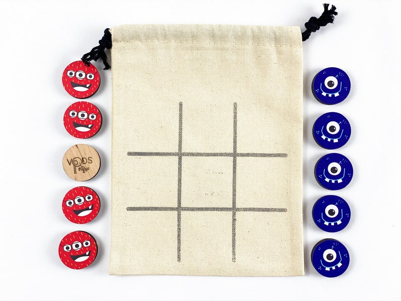 Handmade Wooden Monster Tic Tac Toe Game: Kids Travel Toy - Etsy