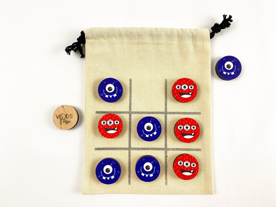 Handmade Wooden Monster Tic Tac Toe Game: Kids Travel Toy - Etsy