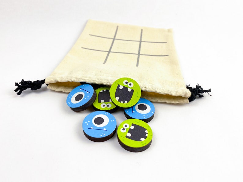 Handmade Wooden Tic Tac Toe Game: Monster Theme, Alder Wood - Etsy