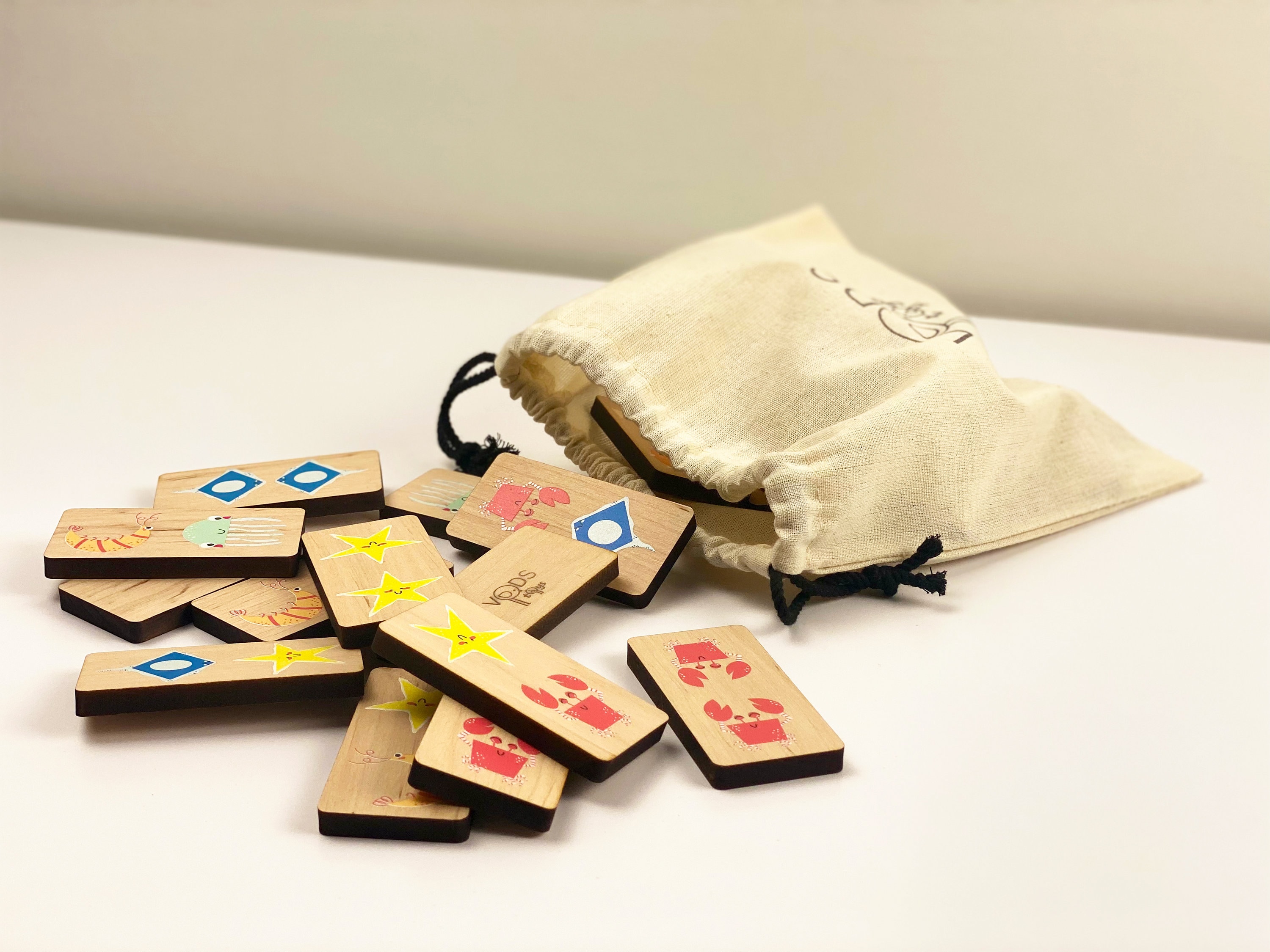 Handmade Wooden Dominoes Sea Animals for Kids, Boys and Girls. Made of ...