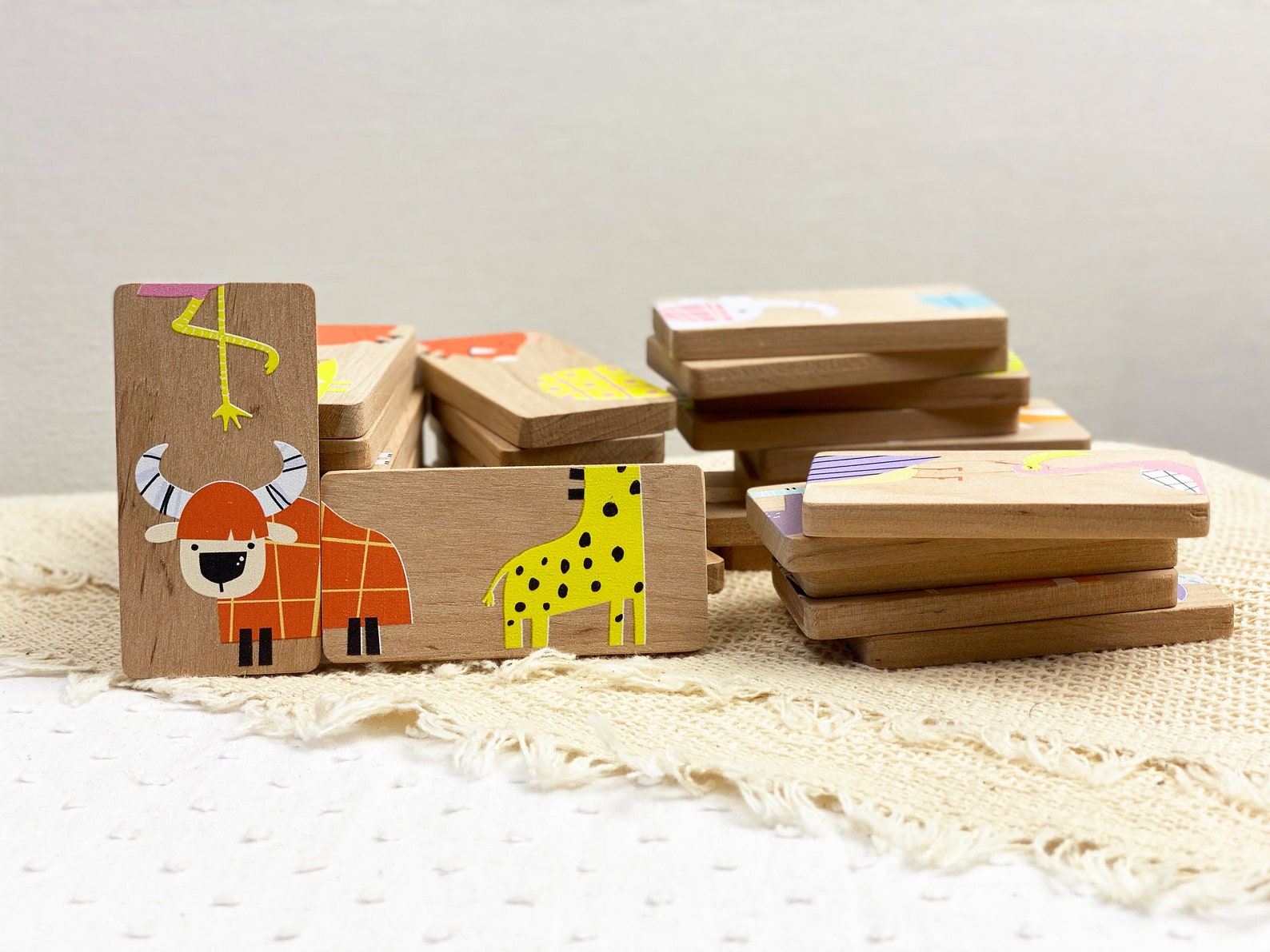 Handmade Wooden Dominoes Safari for Kids, Boys and Girls. Made of Alder ...