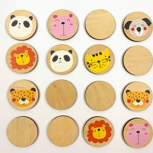 Handcrafted Wooden Animal Memory Game: Natural Plywood Tiles - Etsy
