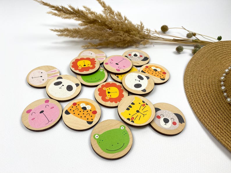 Handcrafted Wooden Animal Memory Game: Natural Plywood Tiles - Etsy