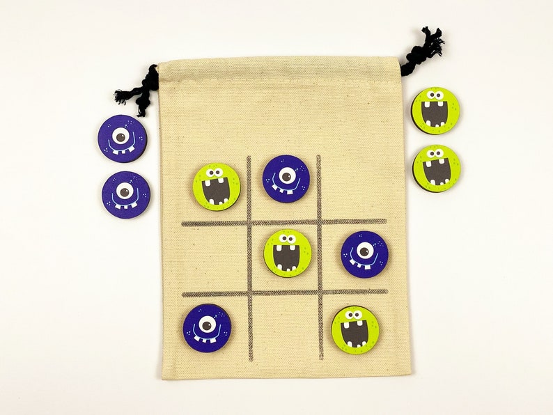 Handmade Wooden TIC TAC TOE Monsters G&B for Kids, Boys and Girls. Made ...