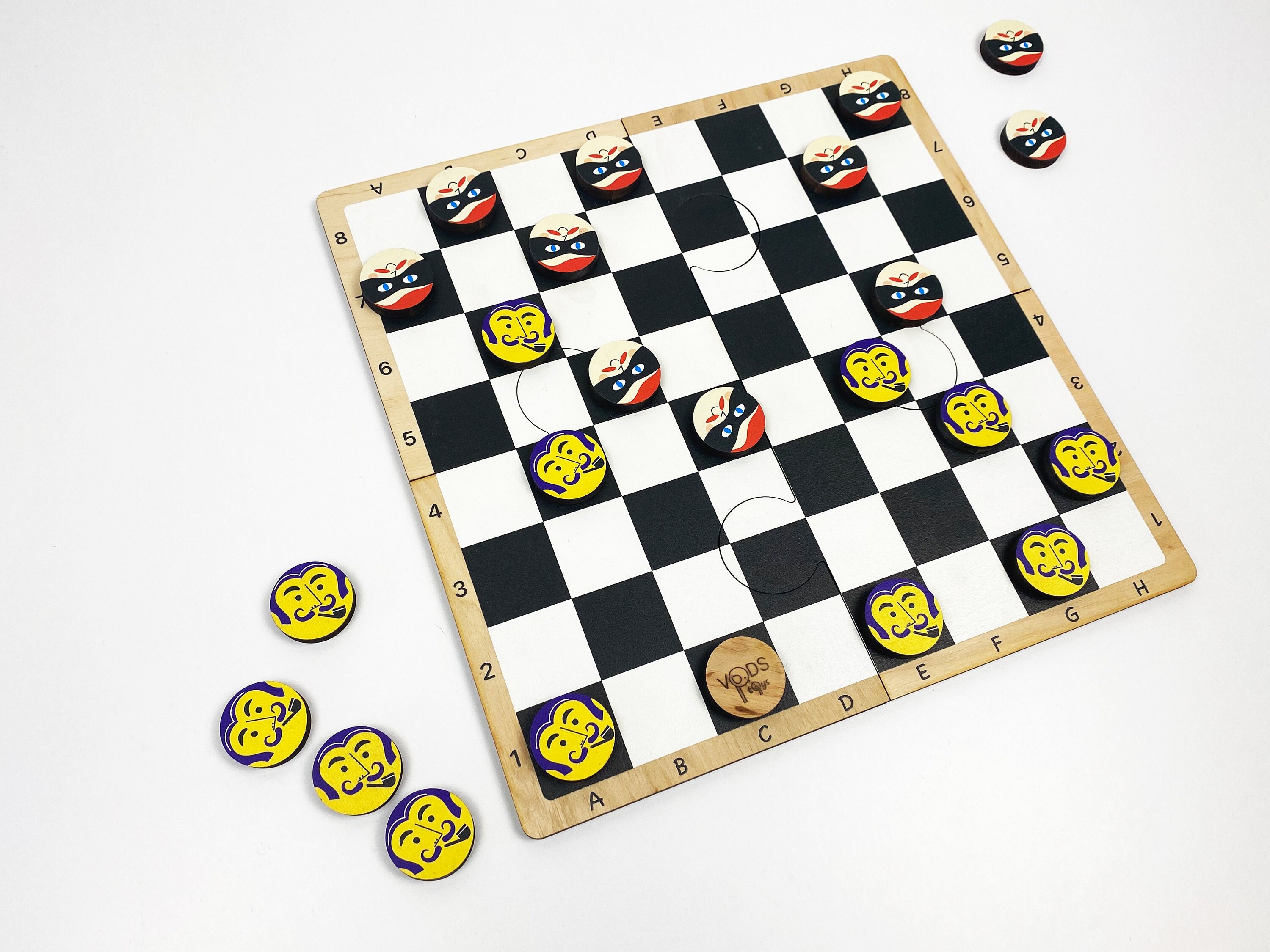 Montessori. Handmade Wooden Checkers Sherlock Holmes Kids Boys and ...