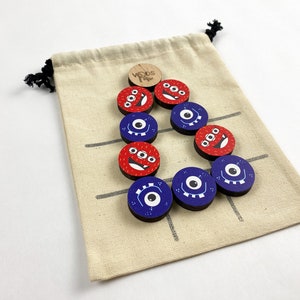 Handmade Wooden Monster Tic Tac Toe Game: Kids Travel Toy - Etsy