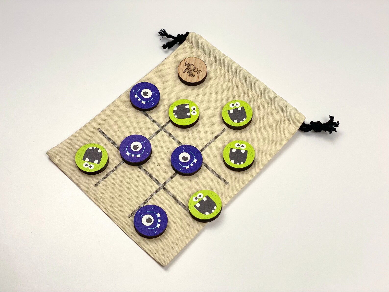 Handmade Wooden TIC TAC TOE Monsters G&B for Kids, Boys and Girls. Made ...