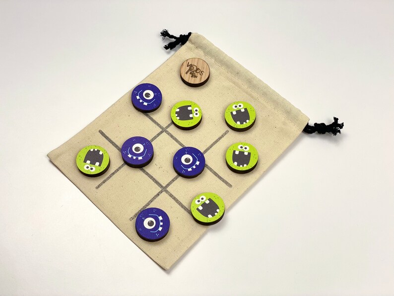 Handmade Wooden TIC TAC TOE Monsters G&B for Kids, Boys and Girls. Made ...