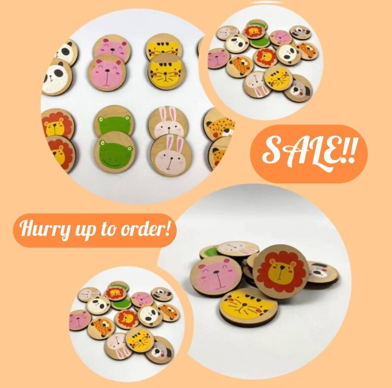 Handcrafted Wooden Animal Memory Game: Natural Plywood Tiles - Etsy