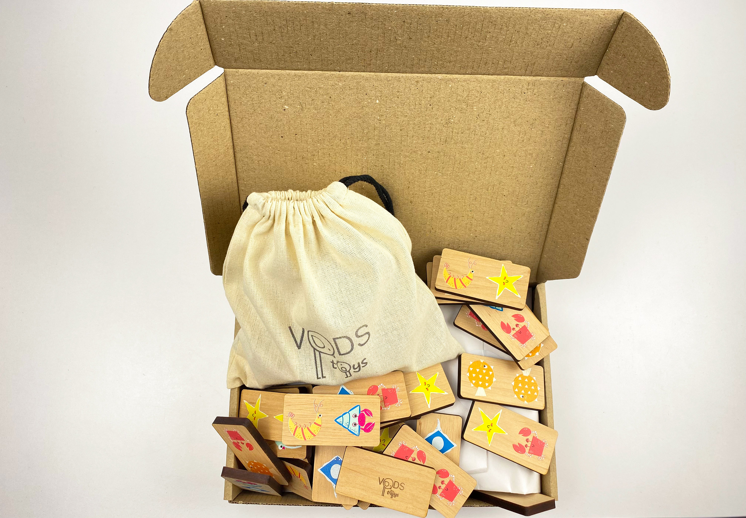 Handmade Wooden Dominoes Sea Animals for Kids, Boys and Girls. Made of ...