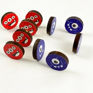 Handmade Wooden Monster Tic Tac Toe Game: Kids Travel Toy - Etsy