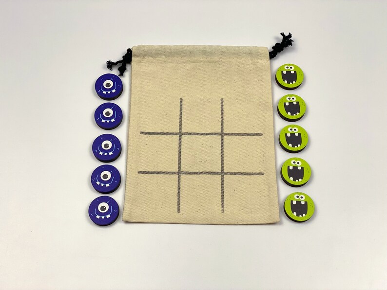 Handmade Wooden TIC TAC TOE Monsters G&B for Kids, Boys and Girls. Made ...