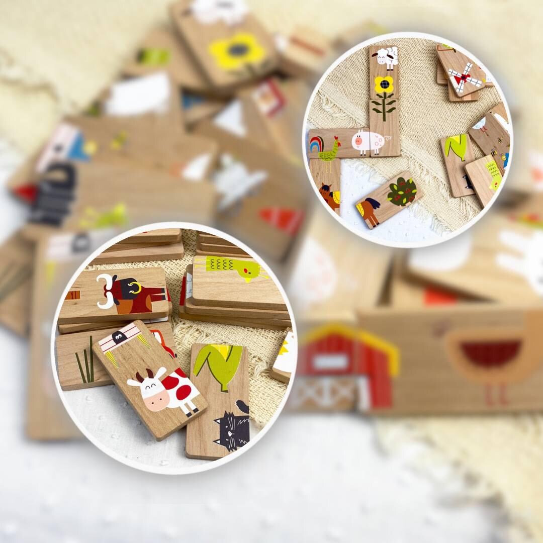 Handmade Alder Wood Dominoes: Farm Animal Set, Customizable Gift - Etsy