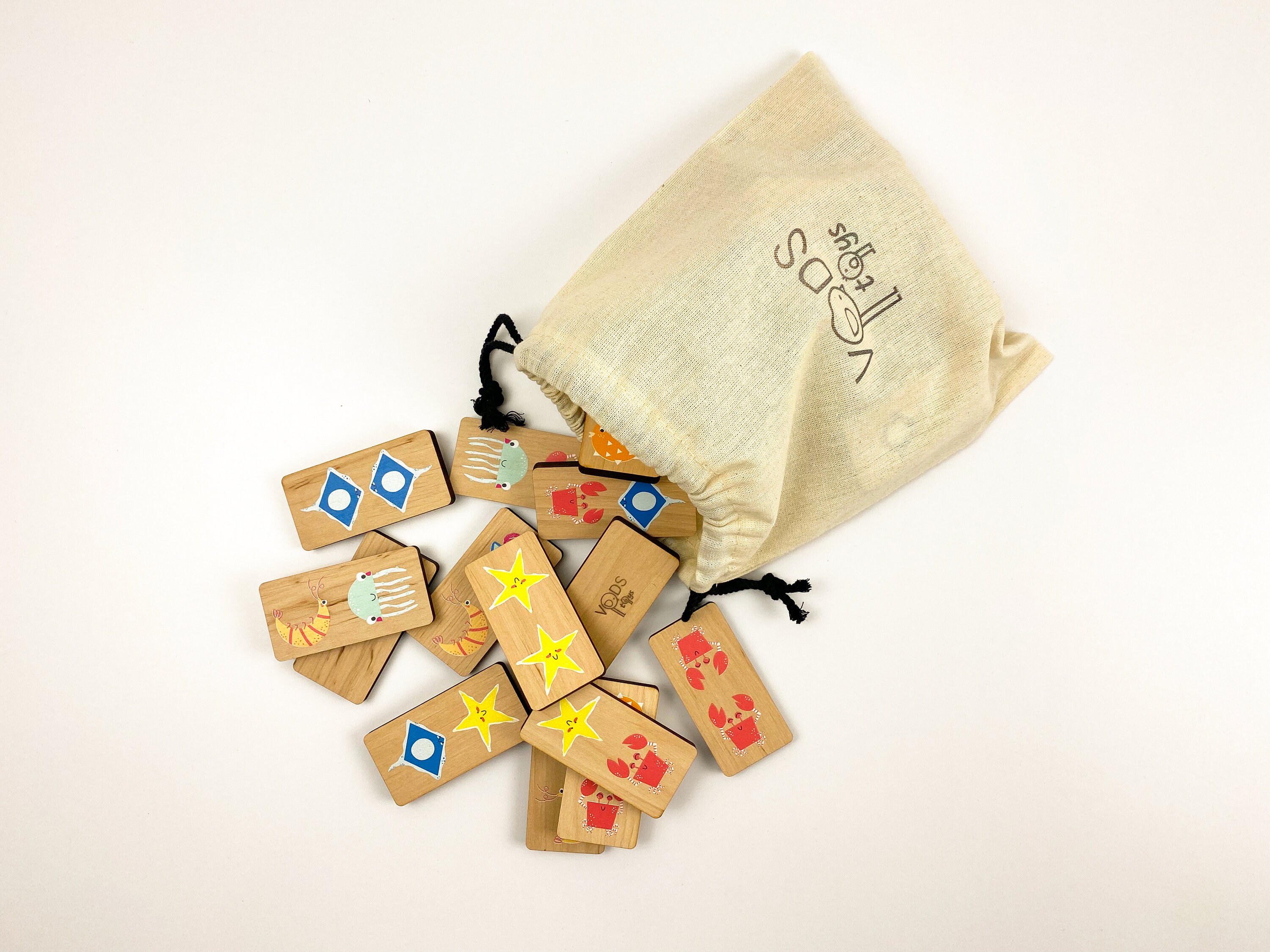 Handmade Wooden Dominoes Sea Animals for Kids, Boys and Girls. Made of ...