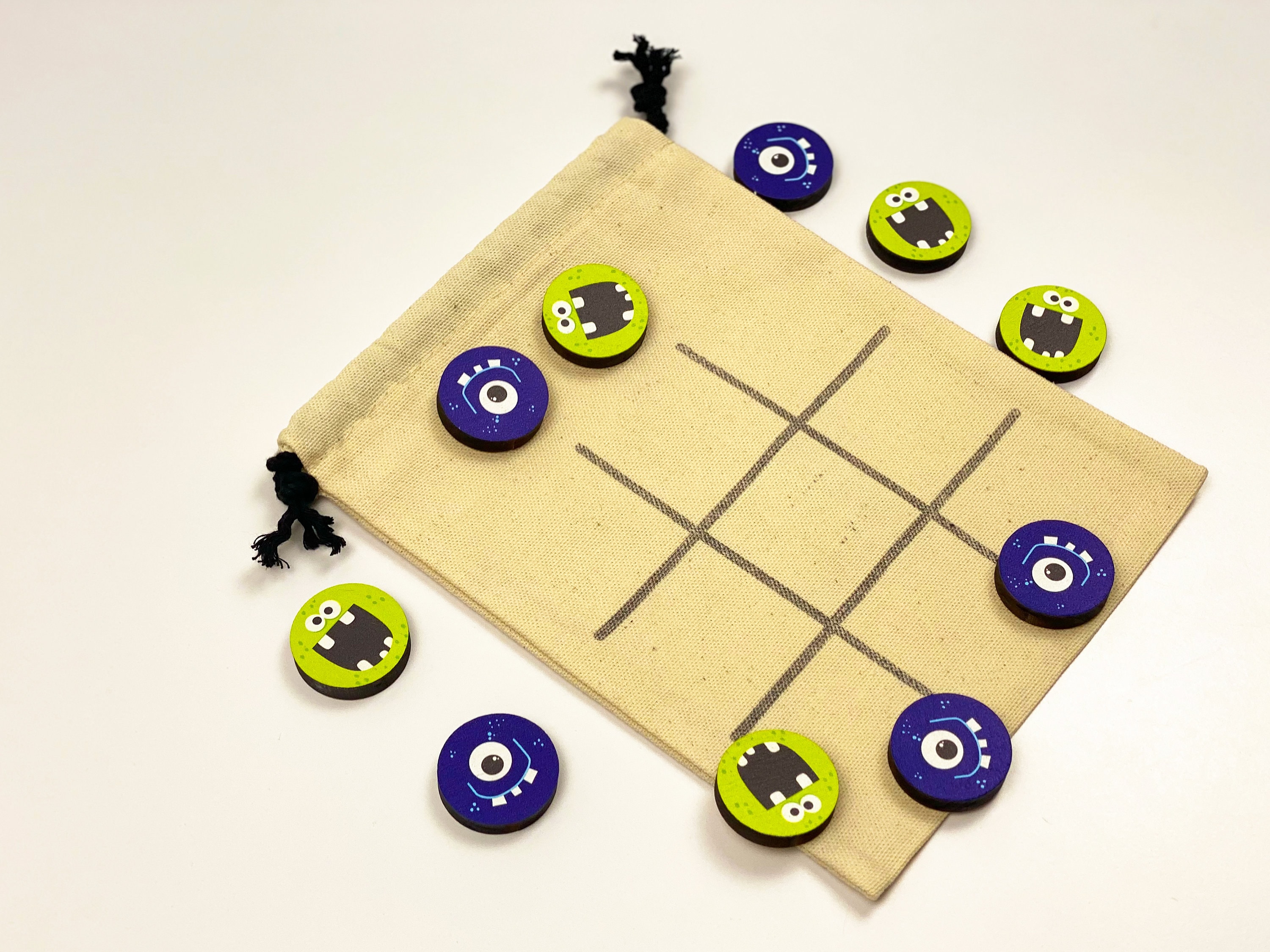 Handmade Wooden TIC TAC TOE Monsters G&B for Kids, Boys and Girls. Made ...